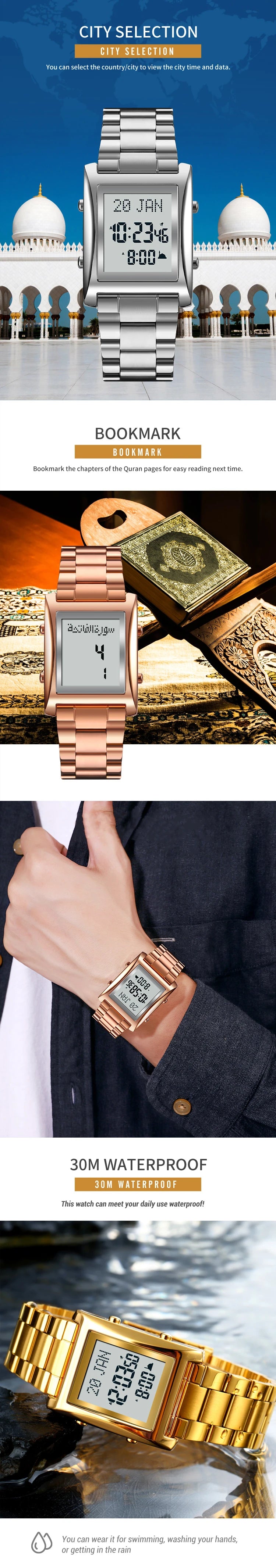 Azan Watch for Muslim Prayer with Qibla Compass Islam Al-Harameen Fajr ...